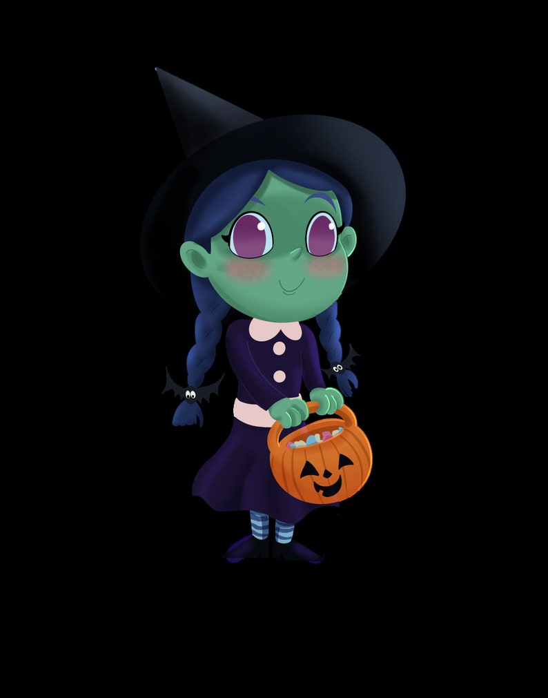 Kids Halloween Witch Character Design - Etsy