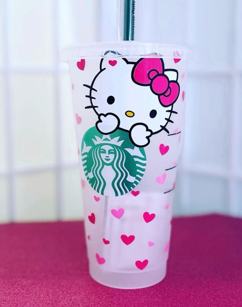 Hello Cat Custom Cute Kitty Design 24 Oz Reusable Starbucks Cup ...
