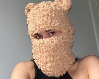 Teddy Bear Beary Cute Crochet Balaclava Ski Mask Winter Hat - Etsy