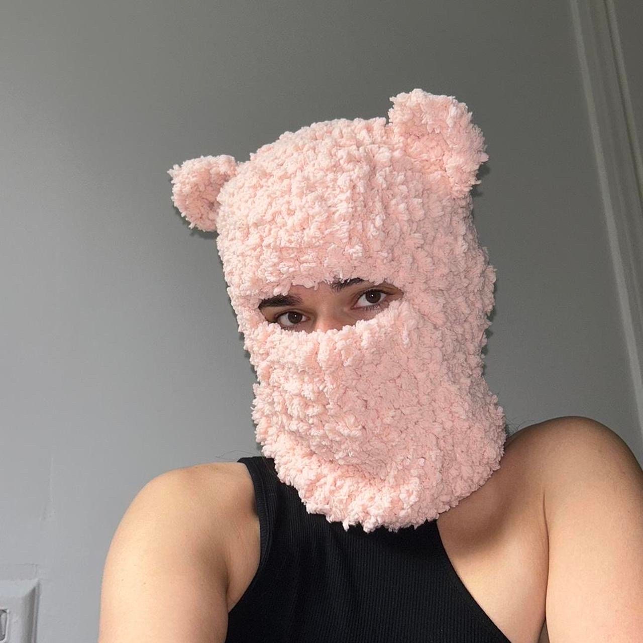 Teddy Bear Beary Cute Crochet Balaclava Ski Mask Winter Hat Rave ...