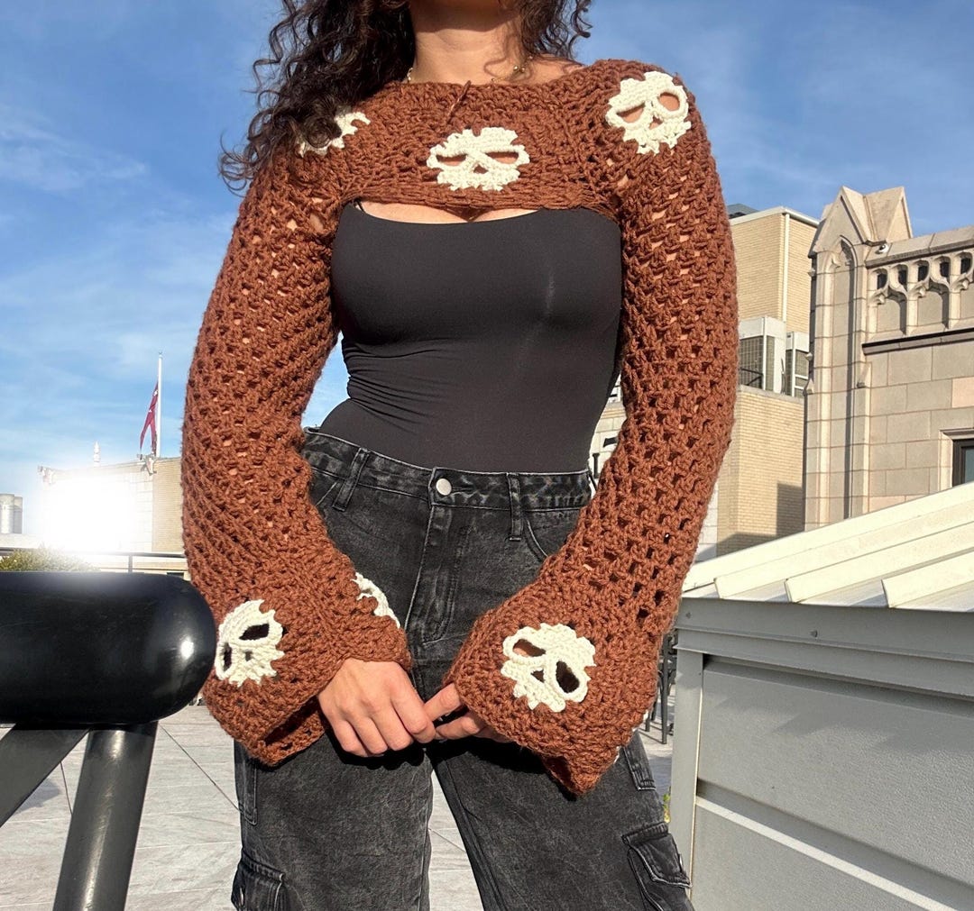 Crochet Skull Bolero Shrug: 70s Rave Cover-up - Etsy