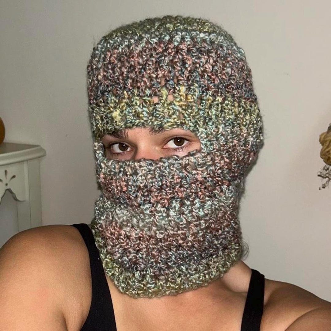 Crazy Crochet Face Ski Mask Balaclava Hat Funky Vibe Abstract Psycho ...