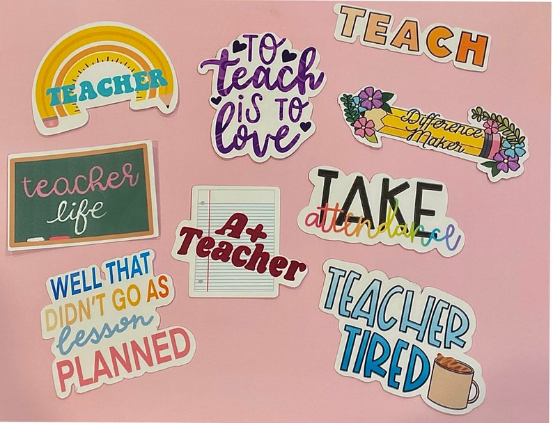 Teacher Vinyl Sticker Pack. Great for Teacher Appreciation Gift (9 ...