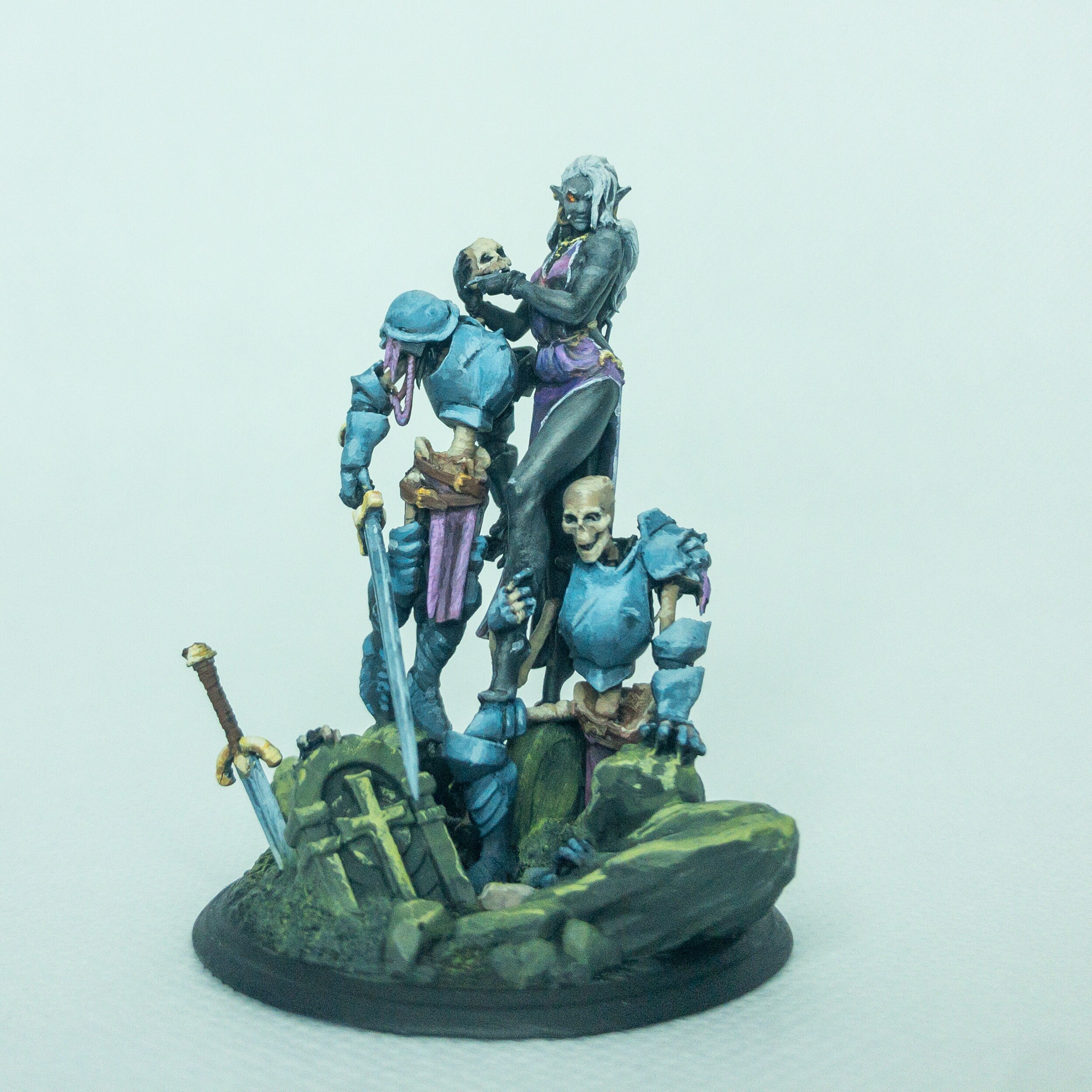 Dark Elf Necromancer Hand Painted Miniature - D&D RPG Tabletop Figurine ...