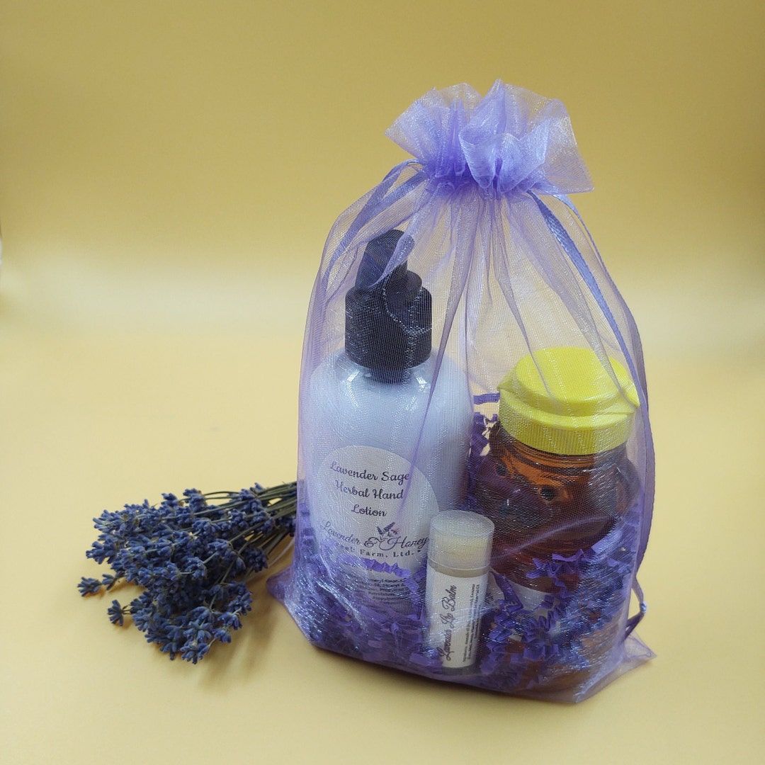 Gift Set - 3 Items - Raw Honey Bear - 8 Oz., Lavender Hand Lotion ...