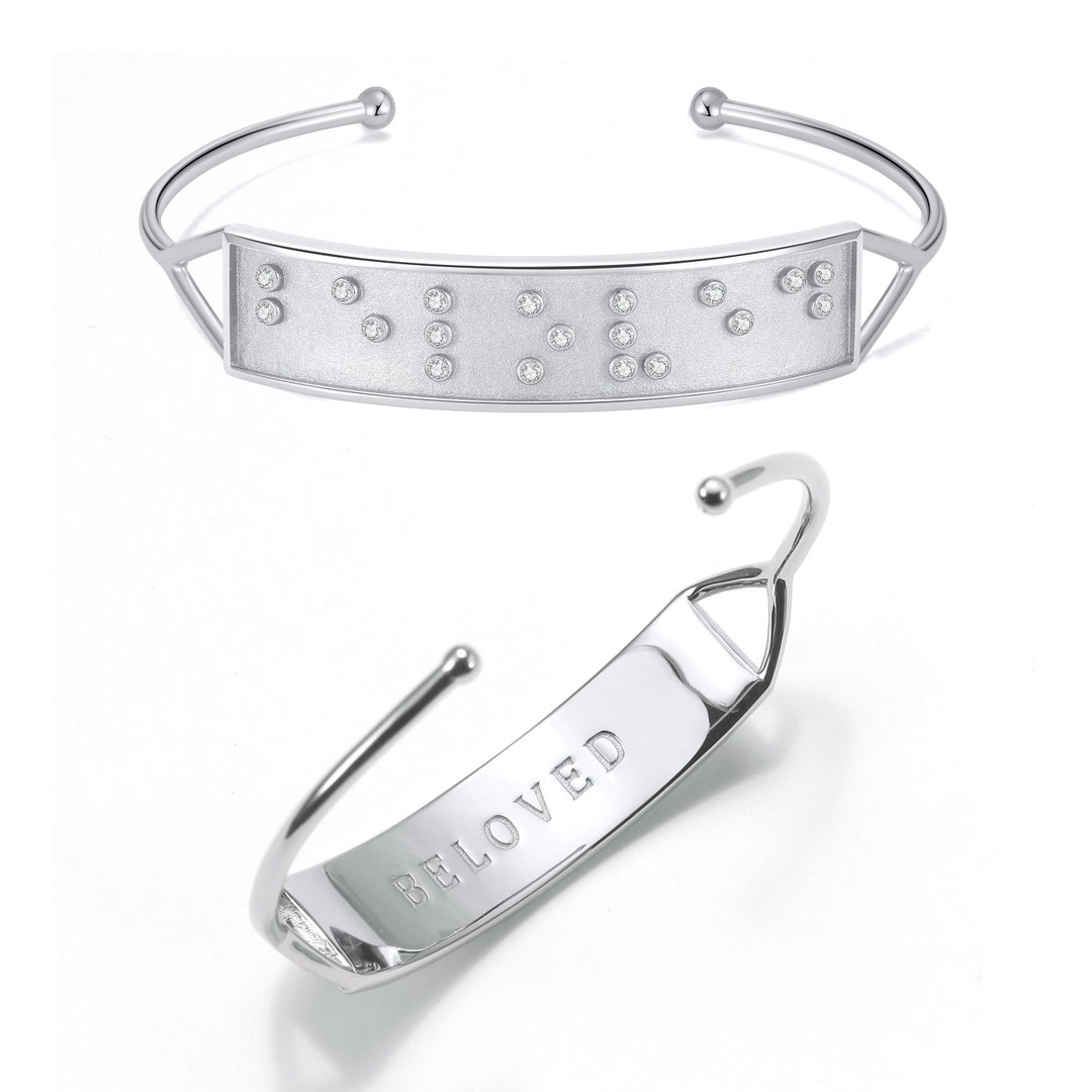 Touchstone BELOVED Reversible Hidden Messages Braille Inspired Silver ...