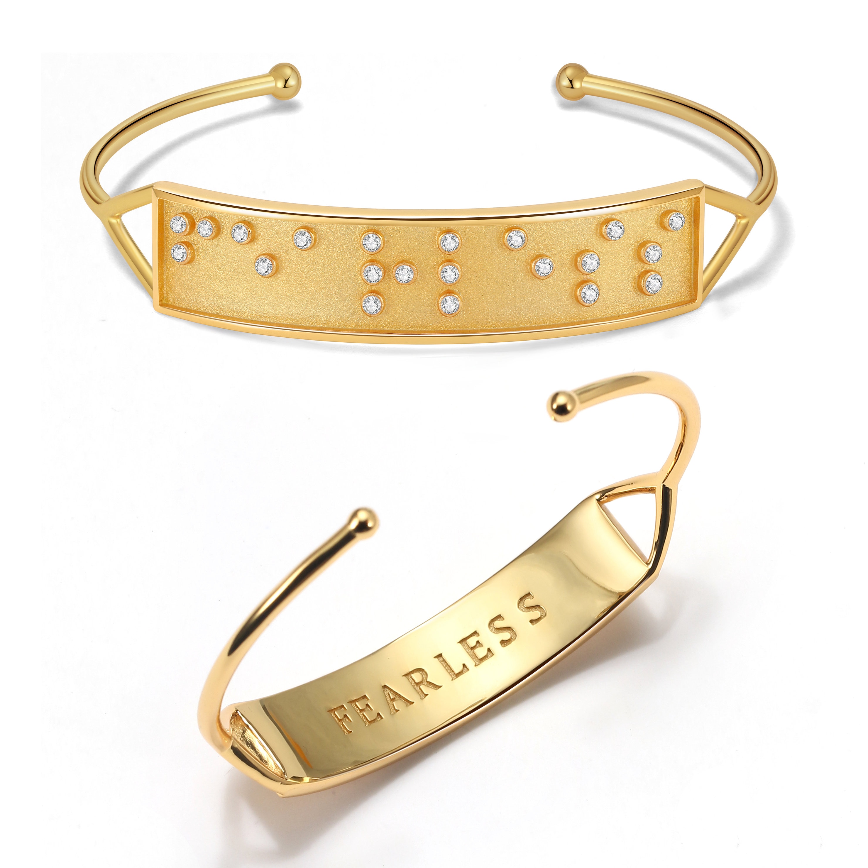 SALE Touchstone FEARLESS Braille Inspired Gold Cuff Bracelet - Etsy