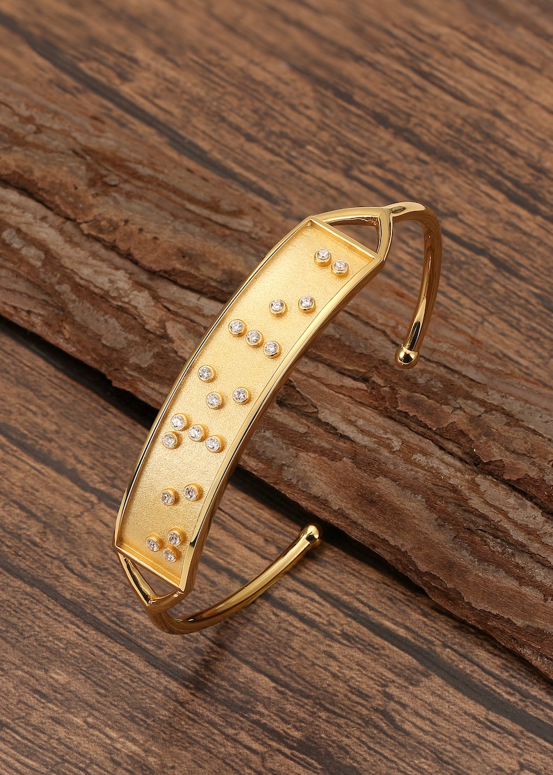 SALE Touchstone BELOVED Braille Inspired Gold Cuff Bracelet - Etsy