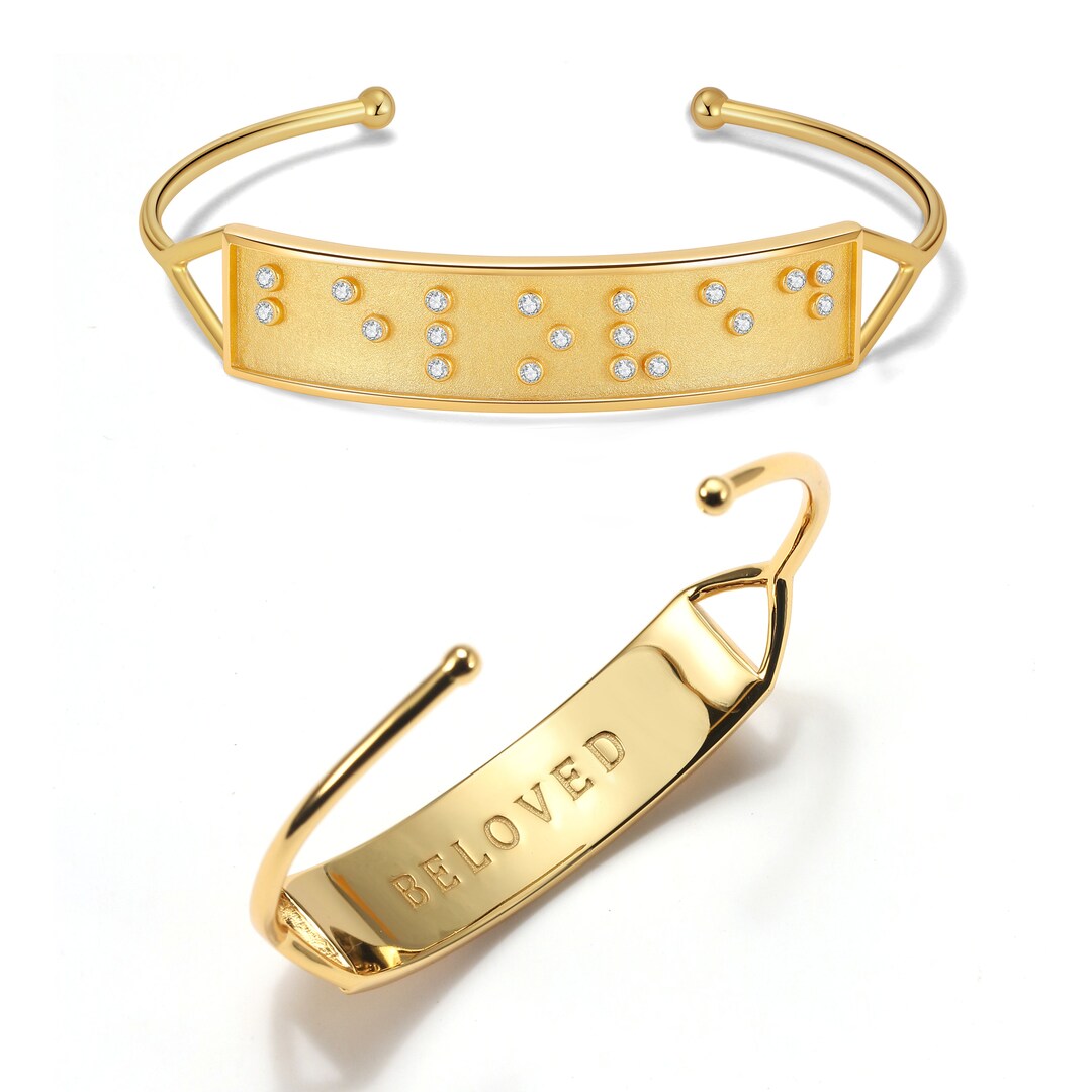 SALE Touchstone BELOVED Braille Inspired Gold Cuff Bracelet - Etsy