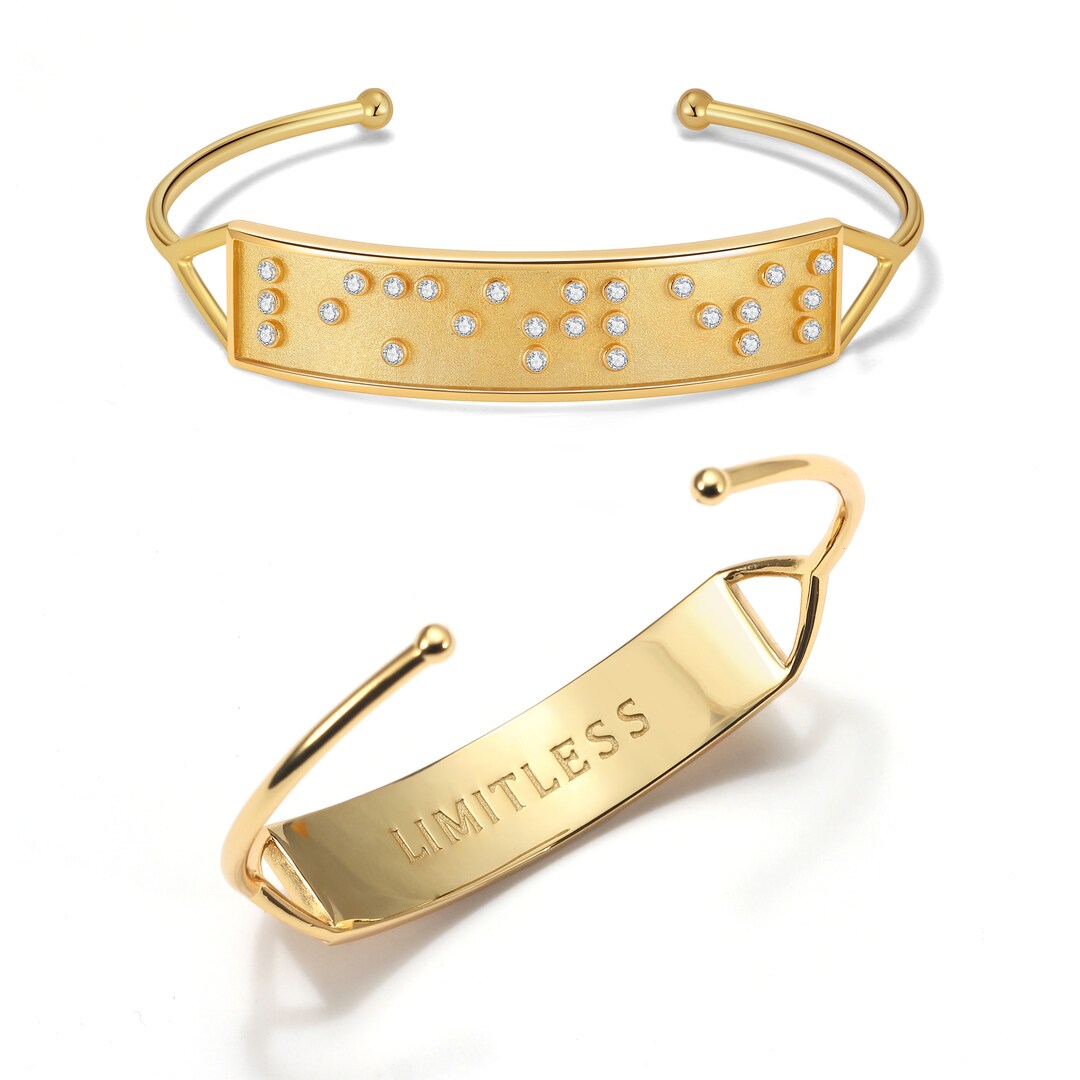 Touchstone LIMITLESS Braille Inspired Gold Cuff Bracelet - Etsy