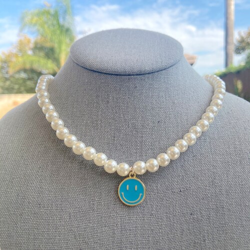 Neon Smiley Face Chain Necklace - Etsy