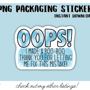 Oops Sticker Png, Fix Mistake Sticker Png, Packaging Sticker, Print and ...