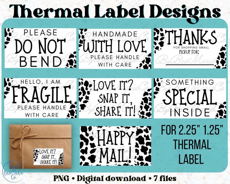 Cow Thermal Label Designs Happy Mail Thermal Label PNG - Etsy
