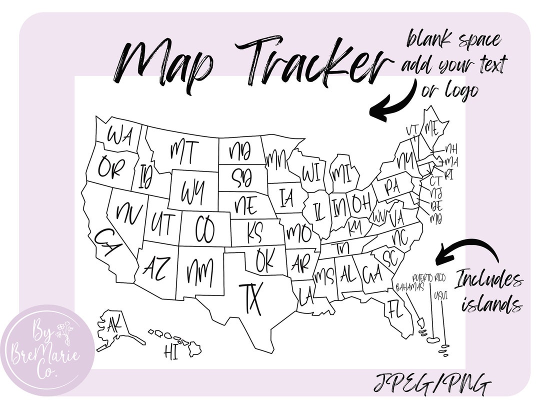 Map Tracker, Etsy Sale Map, Coloring Map, Sales Map Printable, Instant ...