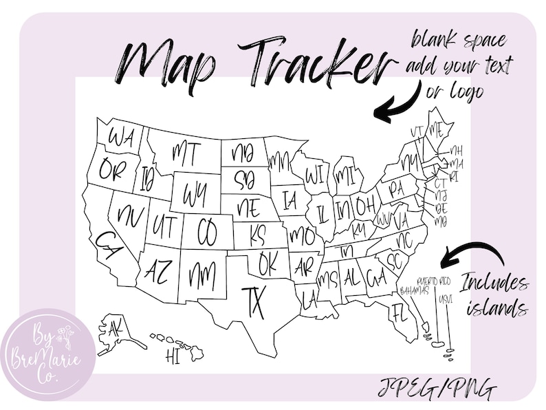 Map Tracker Etsy Sale Map Coloring Map Sales Map Printable | Etsy