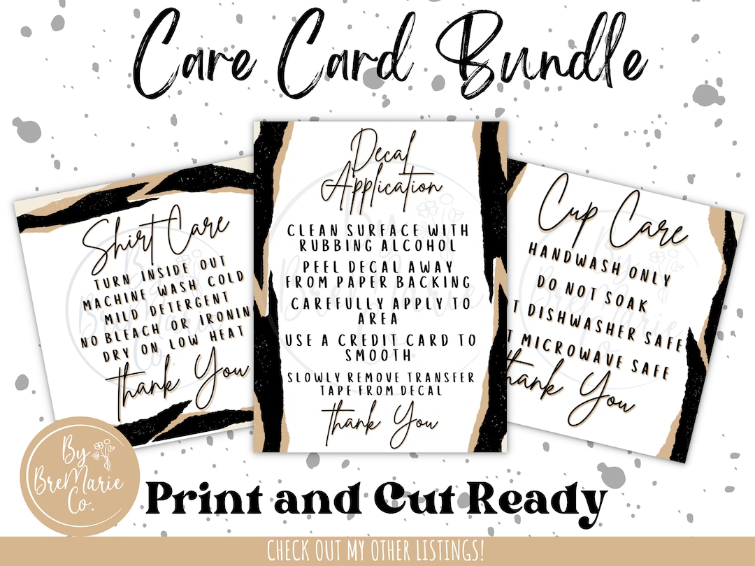 Care Instructions Bundle, Print and Cut Instructions, Sublimation Care ...