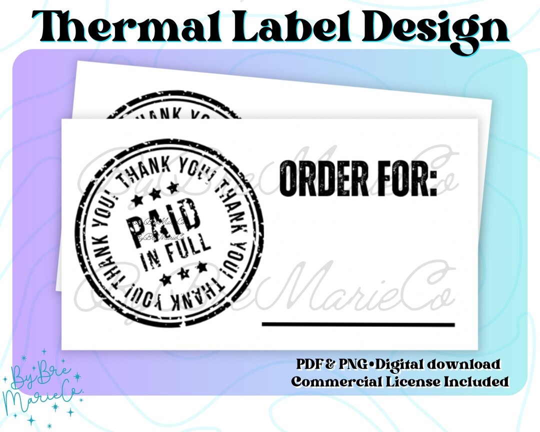 Order for Thermal Label Design, Cute Thermal Label PNG, Packaging ...