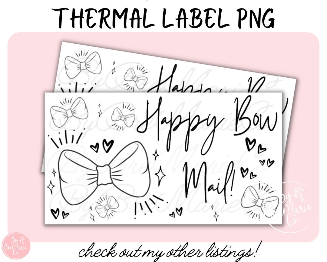 Happy Bow Mail Thermal Label Design, Bow Mail PNG, Packaging Stickers ...