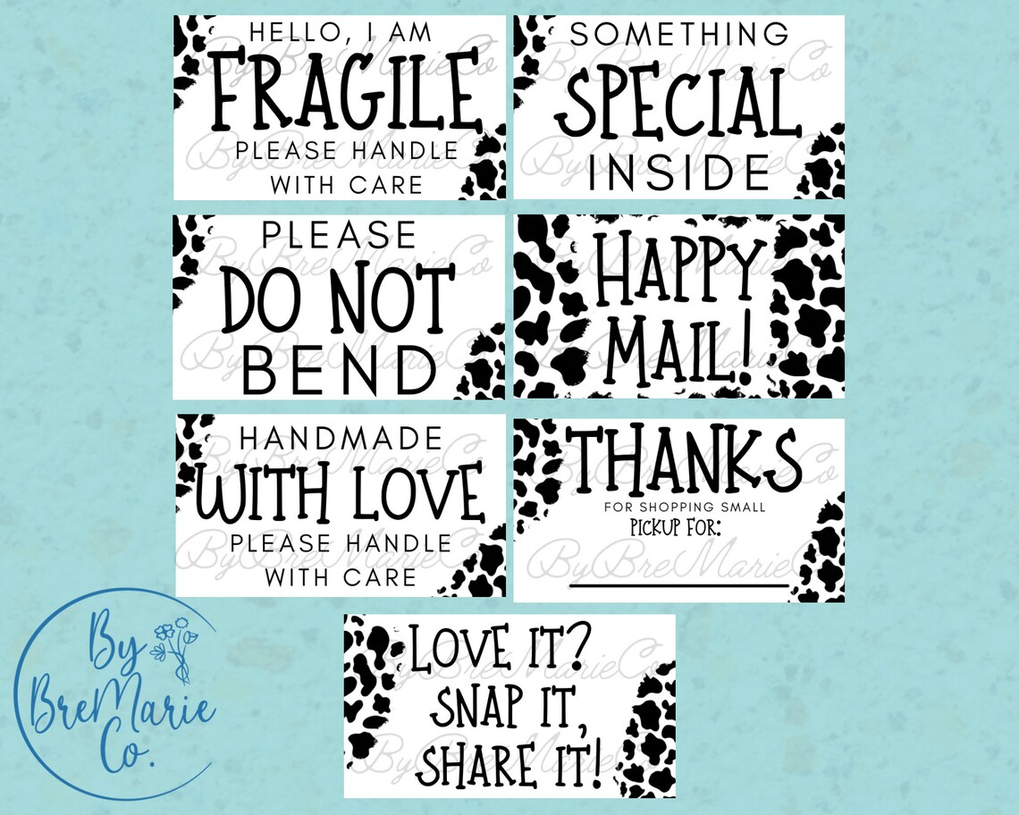 Cow Thermal Label Designs Happy Mail Thermal Label PNG - Etsy