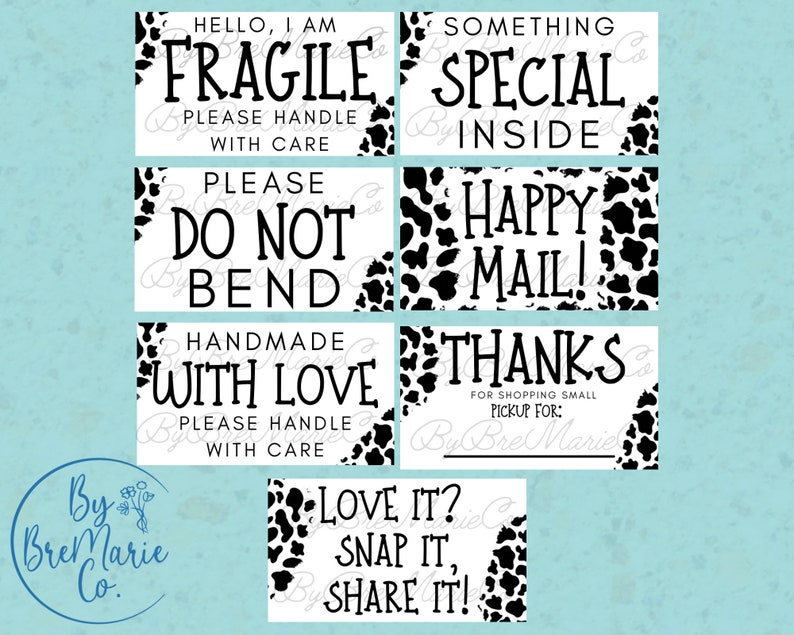 Cow Thermal Label Designs Happy Mail Thermal Label PNG - Etsy