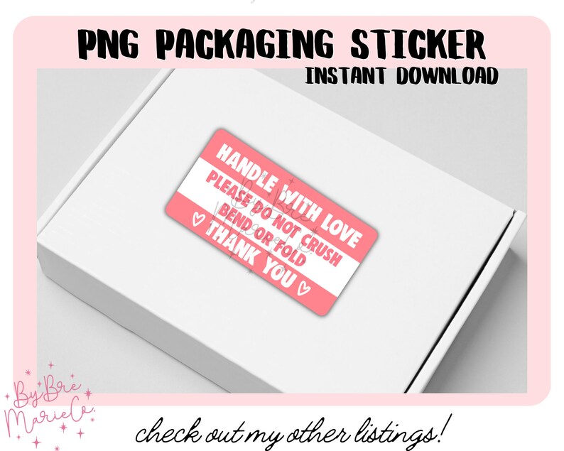 Handle With Love Sticker PNG, Valentine Sticker Png, Packaging Sticker ...
