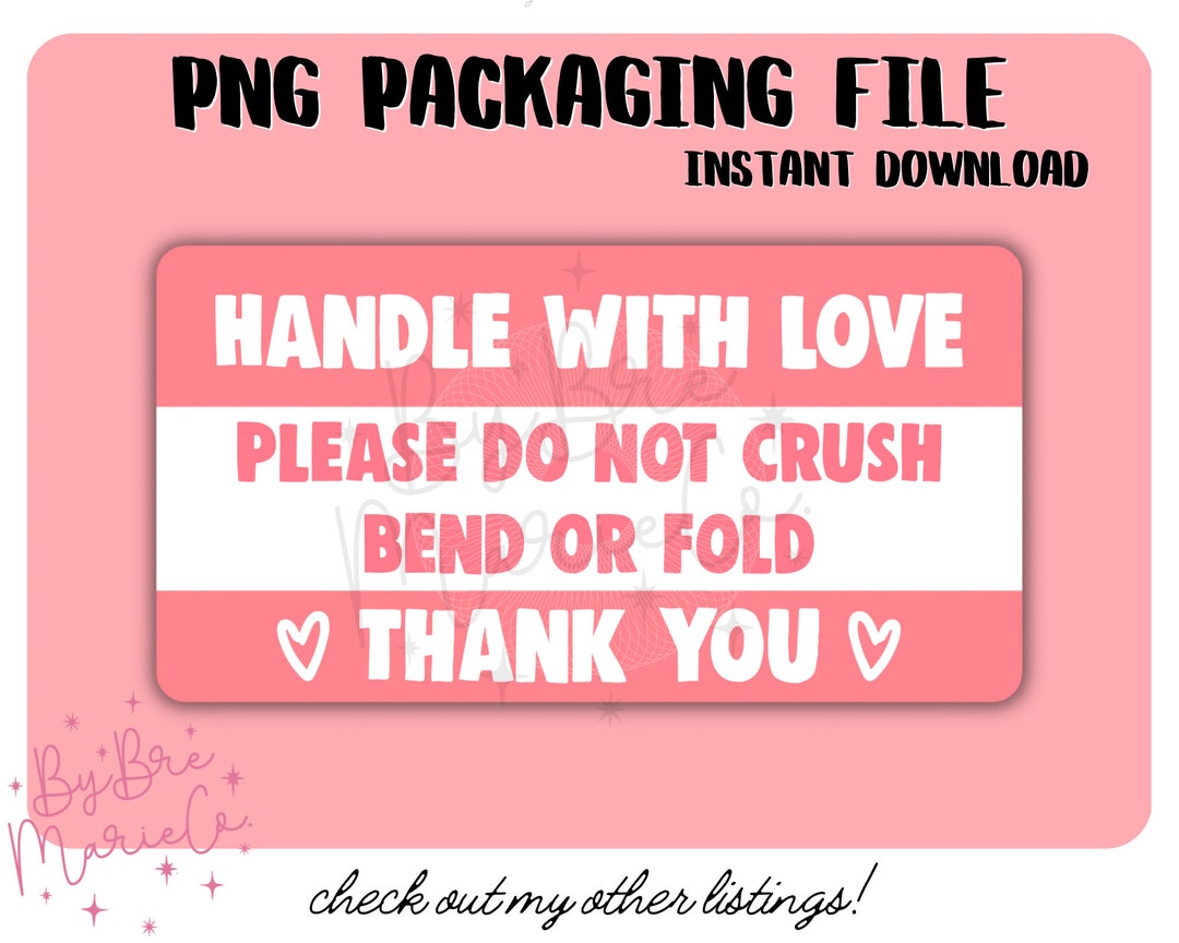 Handle With Love Sticker PNG, Valentine Sticker Png, Packaging Sticker ...