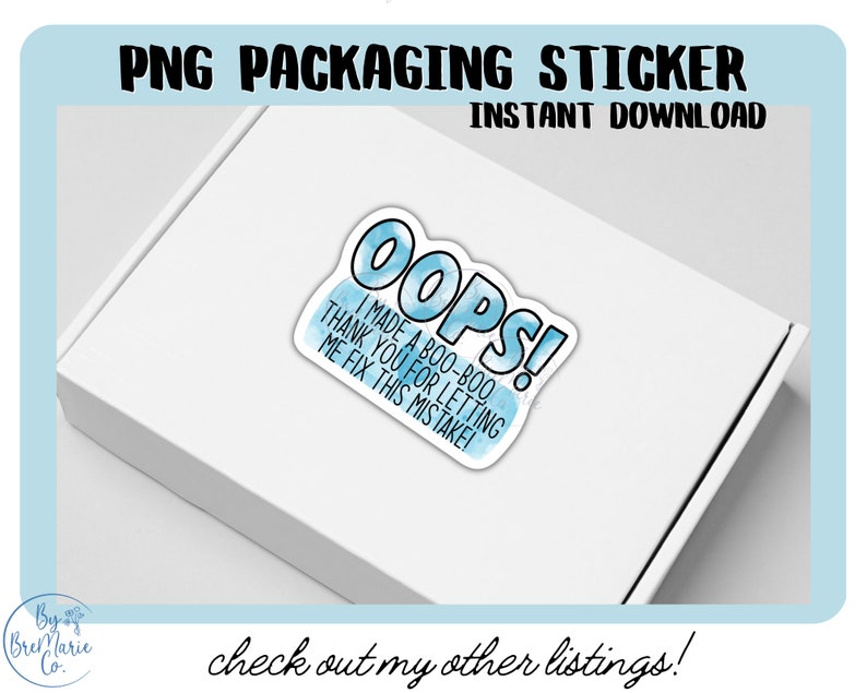 Oops Sticker Png, Fix Mistake Sticker Png, Packaging Sticker, Print and ...