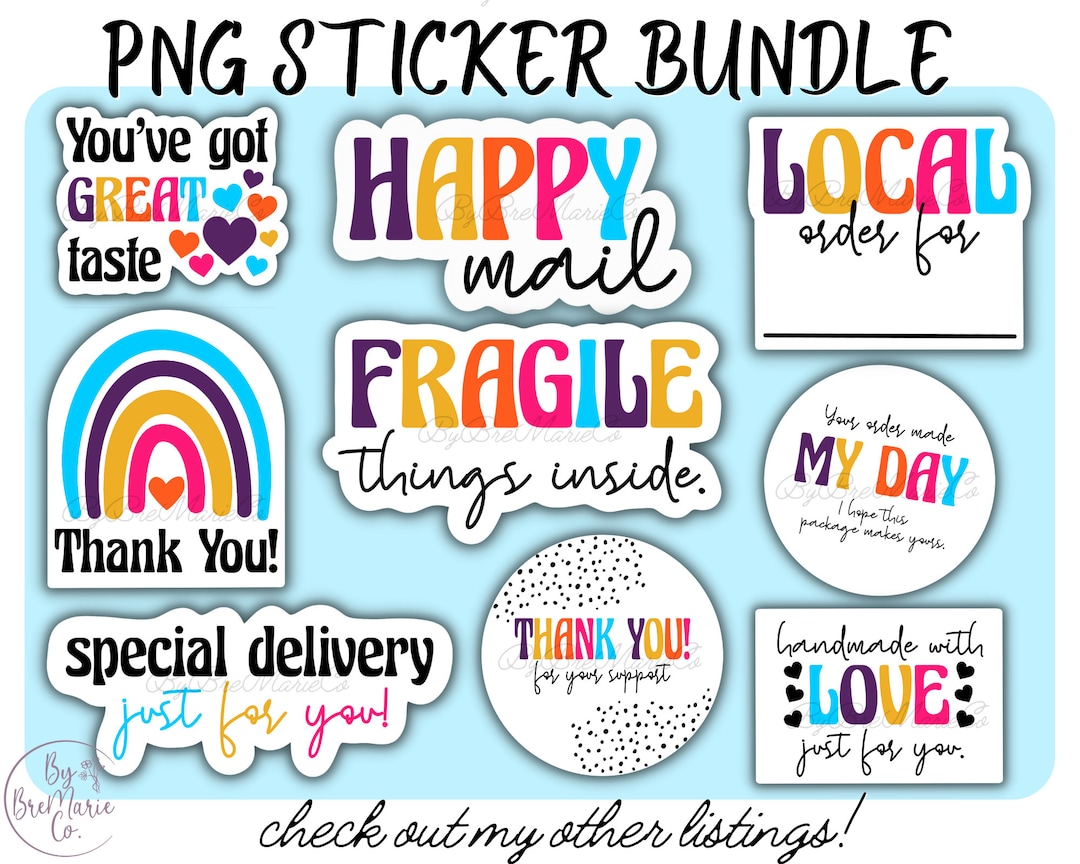 PNG Sticker Bundle, Shipping Sticker Bundle, Business Sticker PNG ...