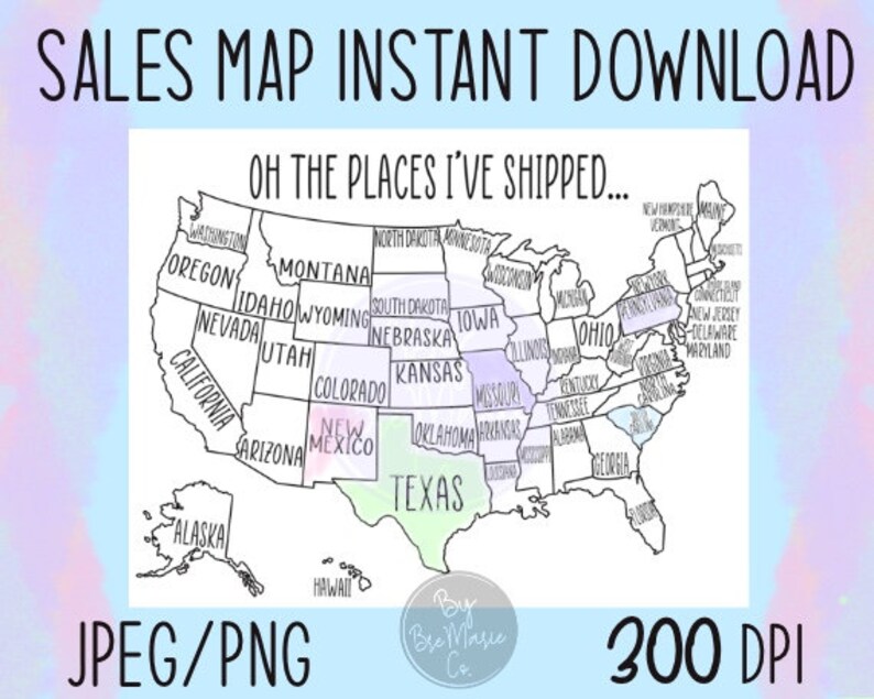 Sales Map, Etsy Sale Map, Coloring Sales Map, Sales Map Printable ...