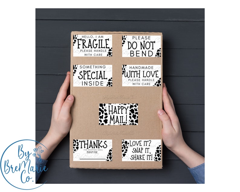 Cow Thermal Label Designs Happy Mail Thermal Label PNG - Etsy