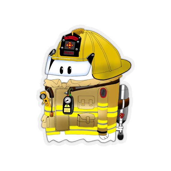 Firefighter Ghost WITH COLOR Kiss-cut Sticker Four Sizes - Etsy