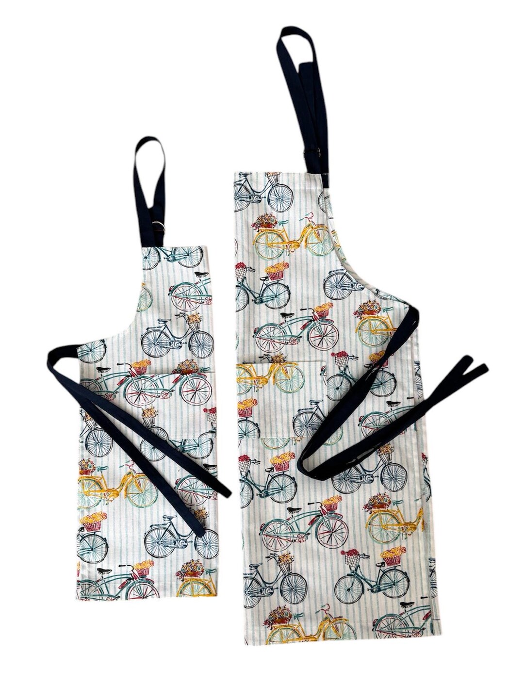Matching Apron Set: Bicycle Print, Parent & Child Baking Aprons - Etsy