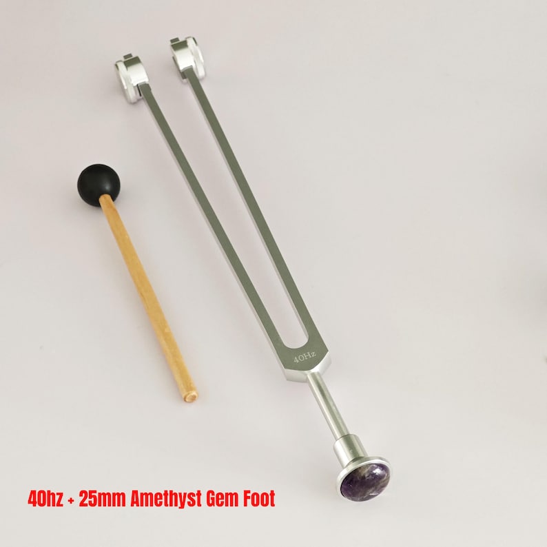 40HZ Weighted Tuning Fork, Amethyst Rose Quartz Gem Foot & Massage Boot ...