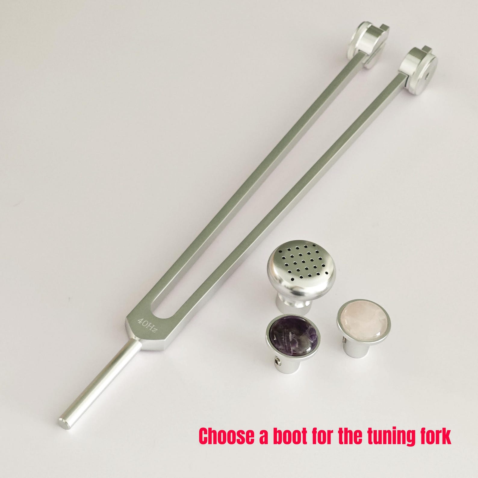 40HZ Weighted Tuning Fork, Amethyst Rose Quartz Gem Foot & Massage Boot ...