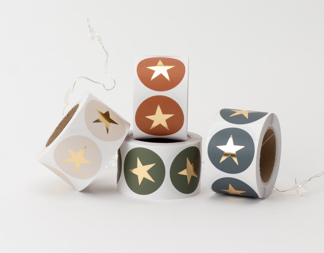 Aufkleber mit Gold-Effekt Stern Sticker, Weihnachtsaufkleber ...