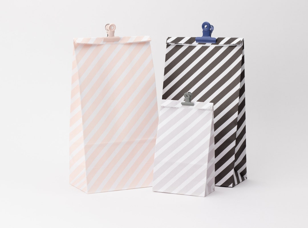 Gift Bags Stripes Paper Bags, Block Bottom Bags, Gift Packaging - Etsy