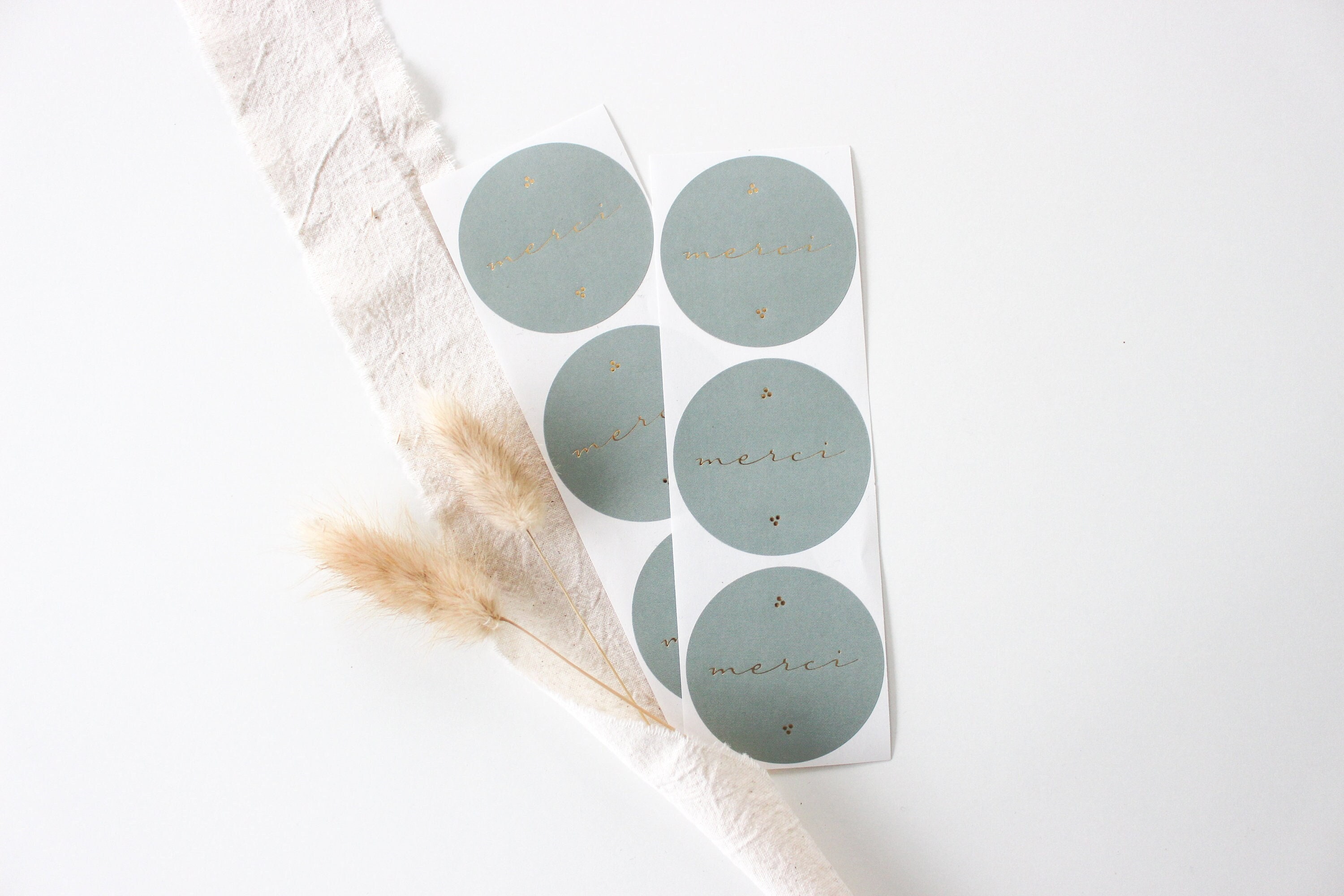 Sticker Merci With Gold Effect Sticker | Etsy