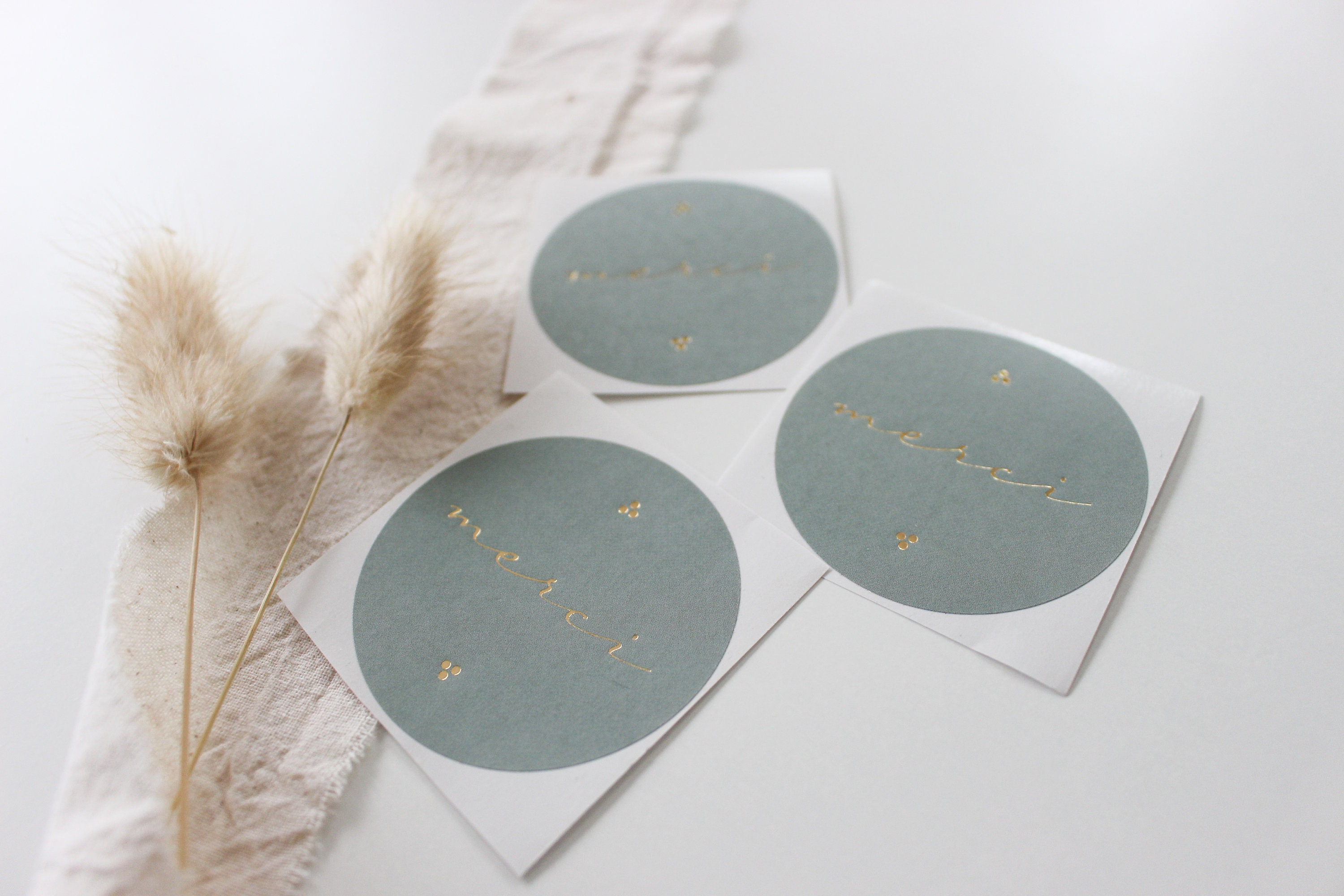 Sticker Merci With Gold Effect Sticker | Etsy