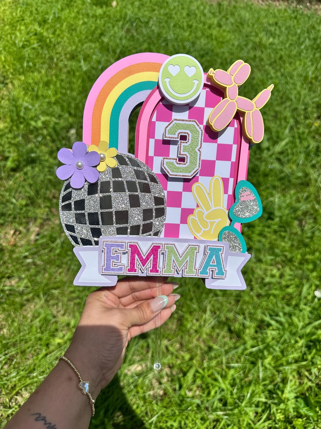 Retro Disco Birthday Cake Topper, Preppy Girl Cake Topper, Preppy ...