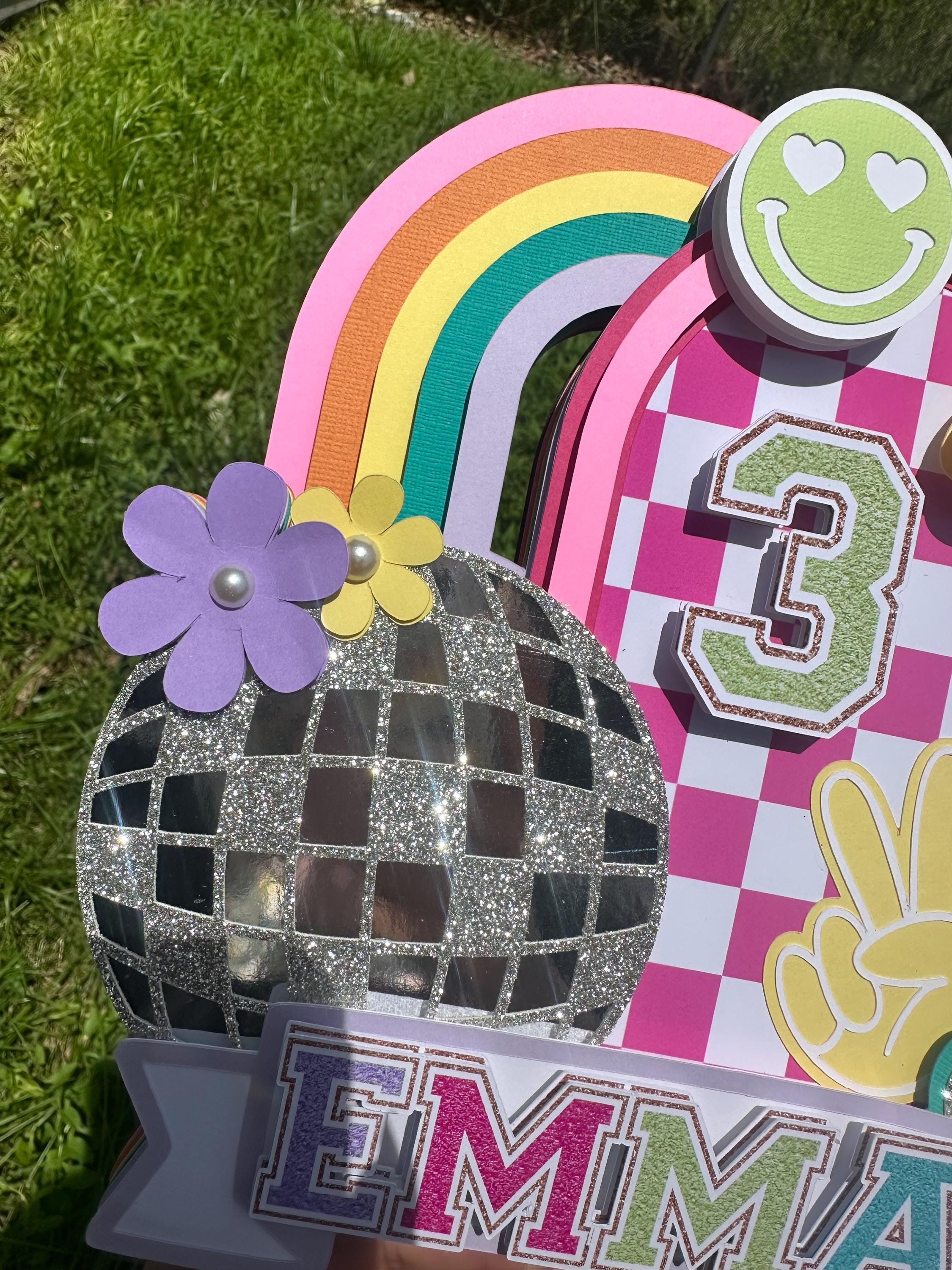 Retro Disco Birthday Cake Topper, Preppy Girl Cake Topper, Preppy ...