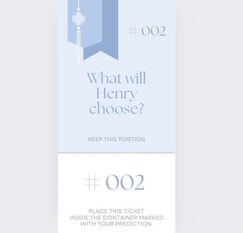 Printable Blue Traditional Korean Doljabi Dohl Raffle Tickets ...