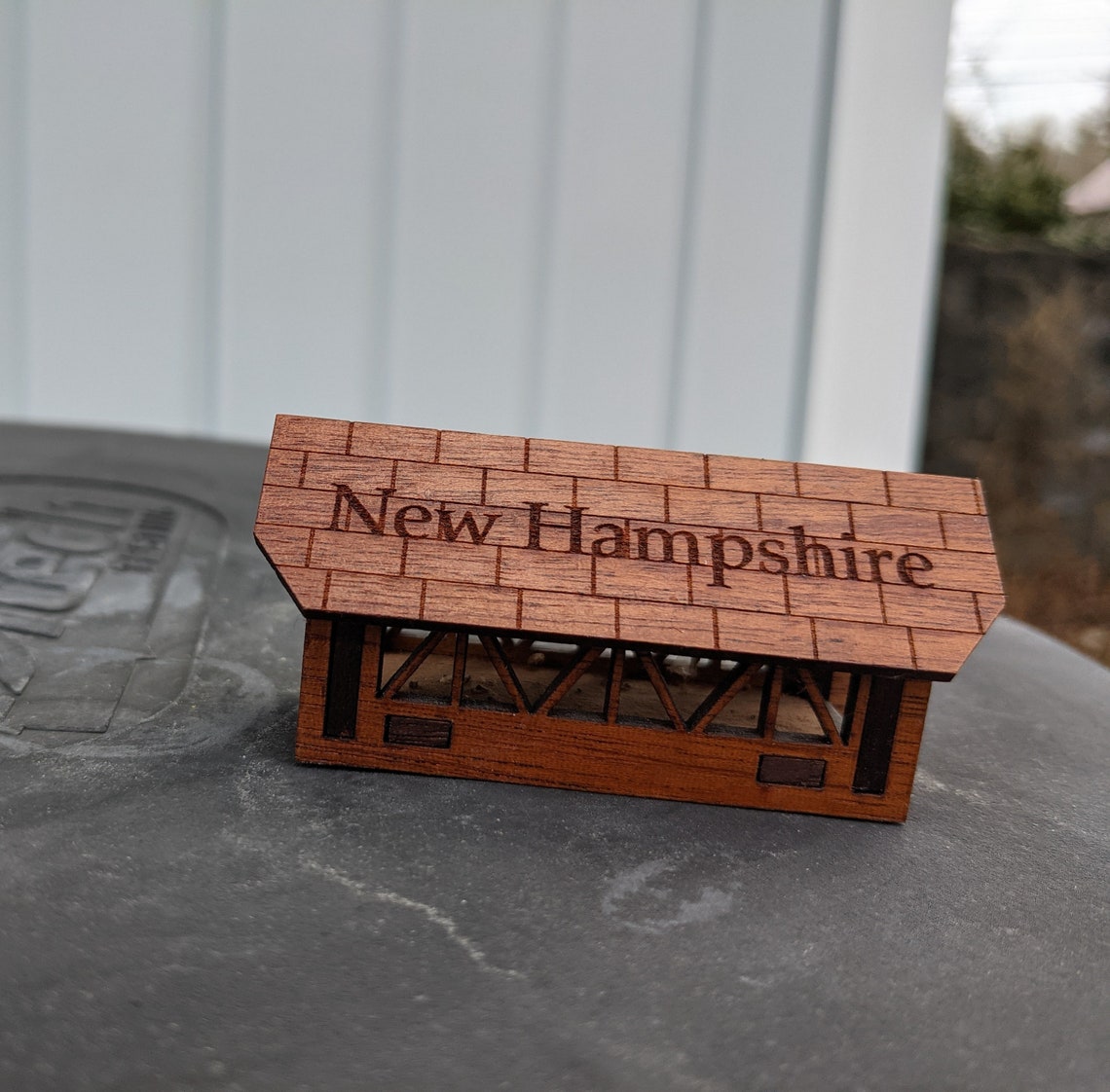 Covered Bridge Ornament: Custom Engraved, Hand Made - Etsy