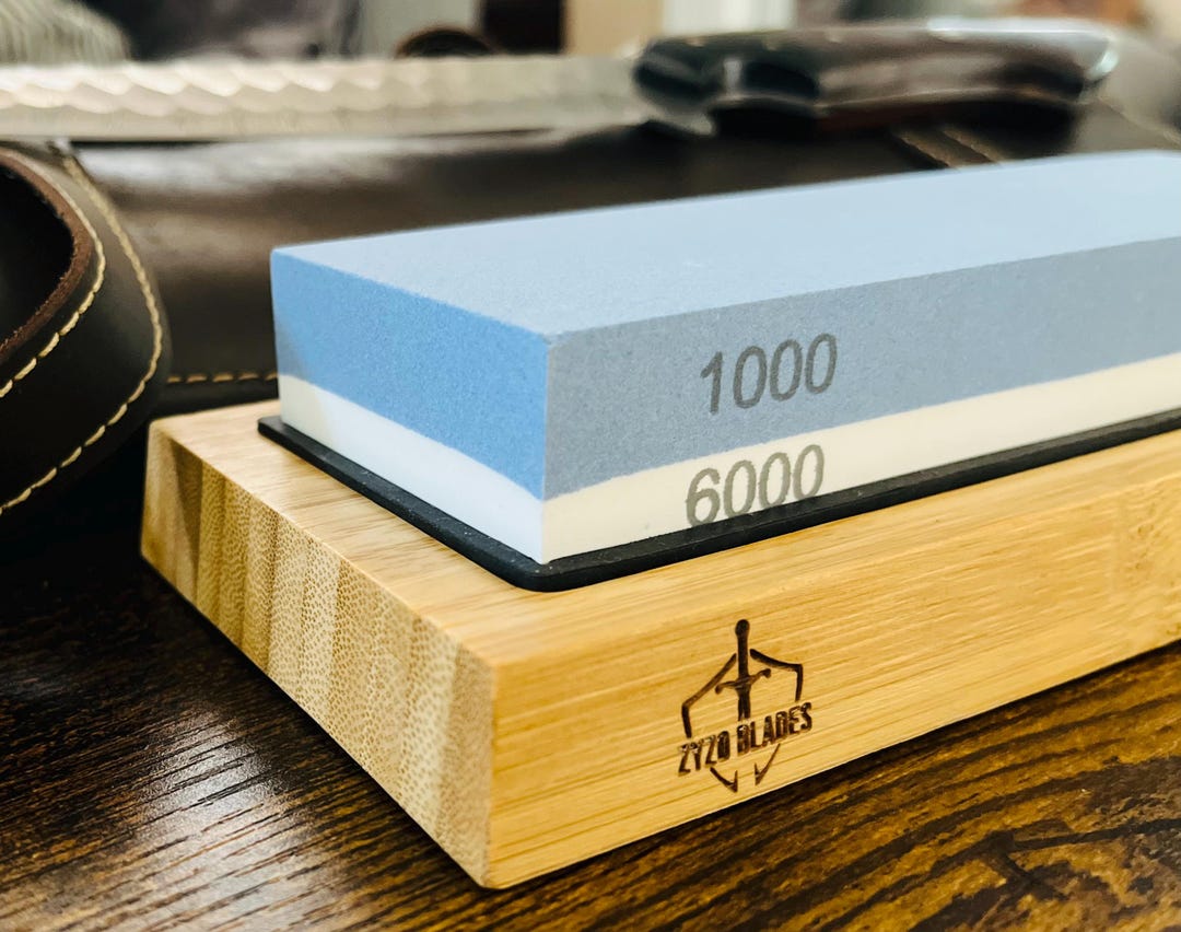 Whetstone Knife Sharpening Stone Kit: 1000/6000 Grit, Bamboo Base - Etsy