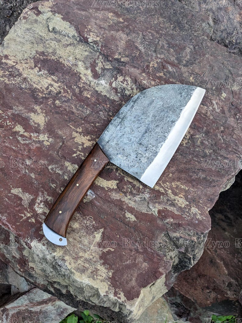Hand Forged Full Tang Serbian Chef Cleaver: High Carbon Steel BBQ Knife ...