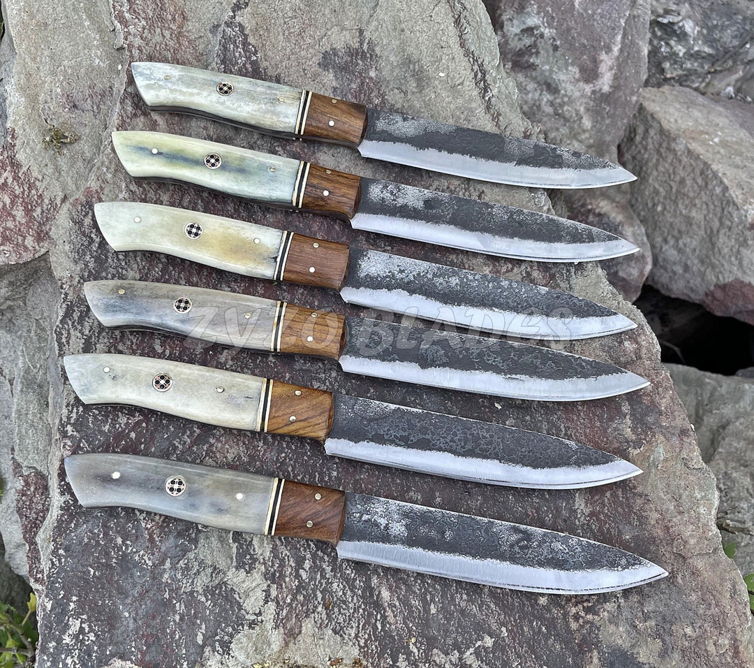 Personalized Handmade Custom 6 Pieces Steak Knife Set BBQ Grilling ... Personalized Handmade Custom 6 Pieces Steak Knife Set BBQ Grilling ...