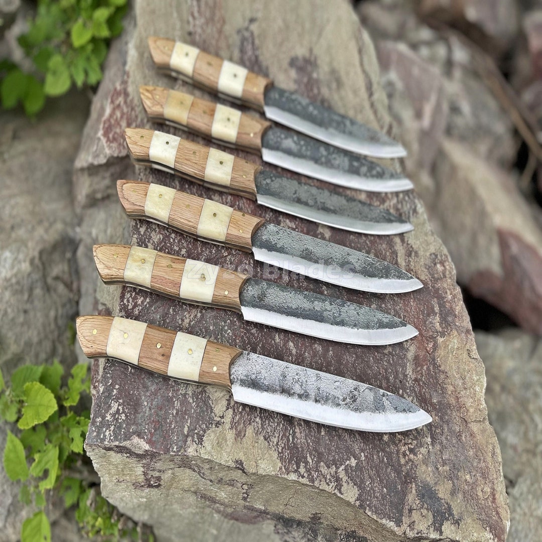 Steak Knives Set Custom Handmade Bbq Grilling Knives With Unique Handle ...
