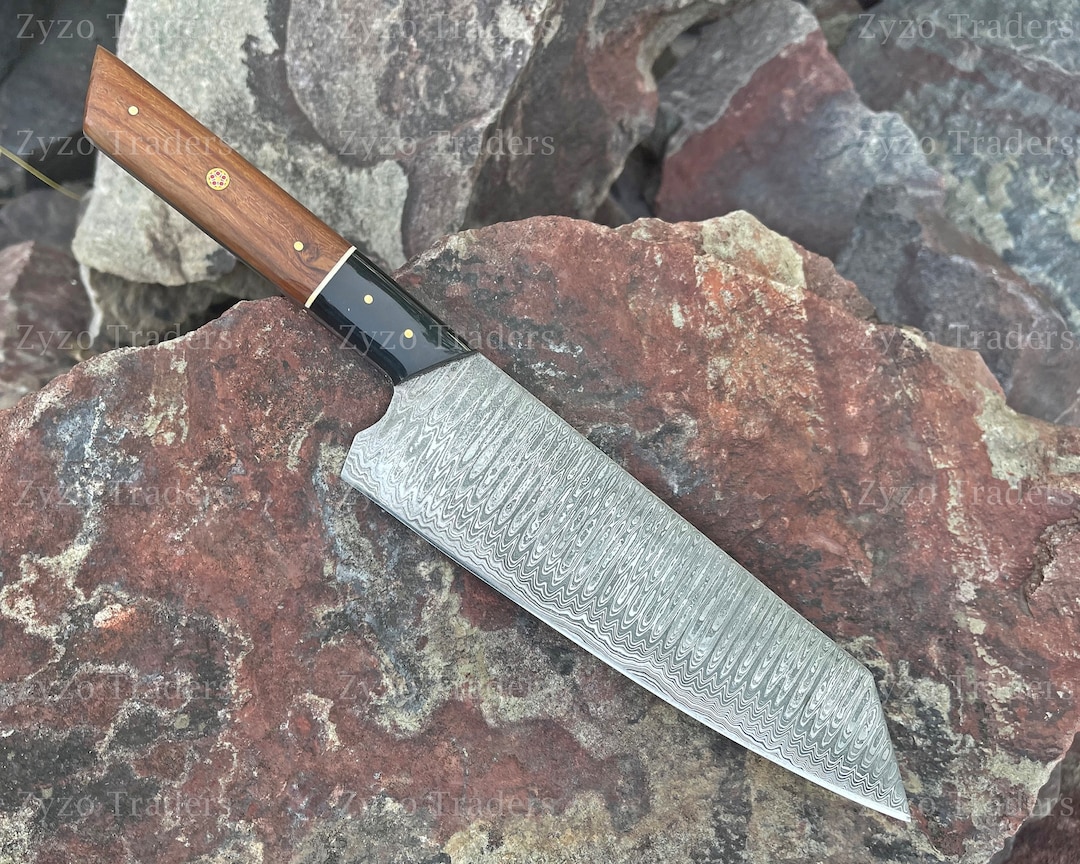 Japanese Santoku Style Chef Kitchen Knife Forged Damascus Steel BBQ ...