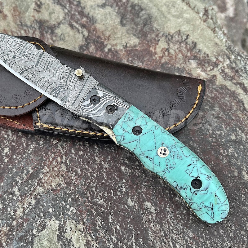 Real Leather Pocket Knife - Etsy