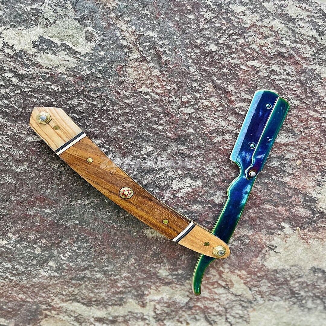 Wooden Handle Handmade Straight Razor- Barber Razor for Men, Disposable ...