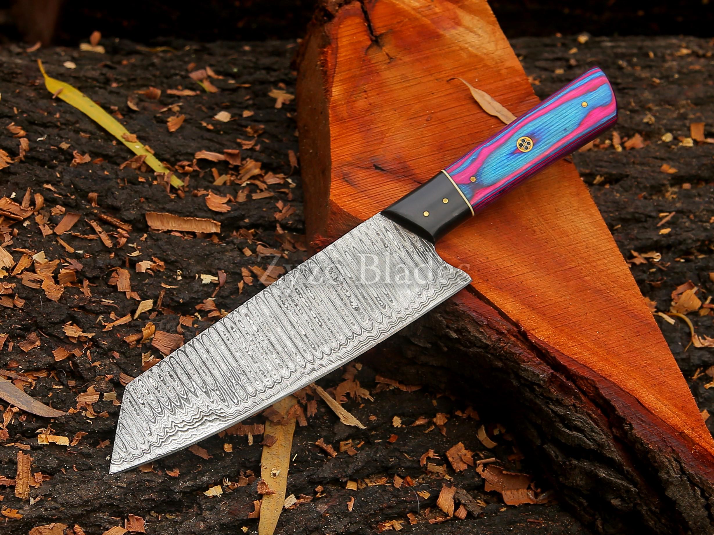 Japanese Santoku Style Chef Kitchen Knife Forged Damascus Steel BBQ ...